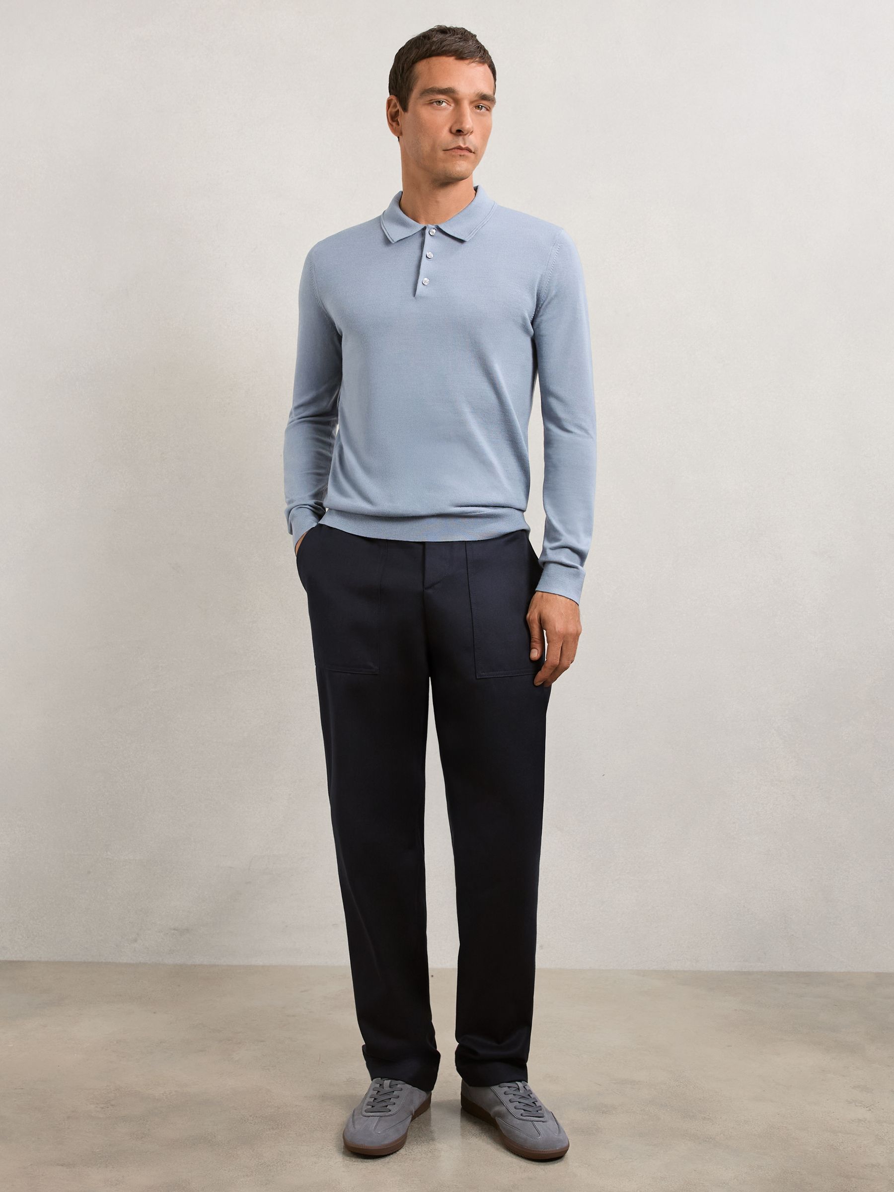 REISS trafford merino wool long-sleeve polo shirt